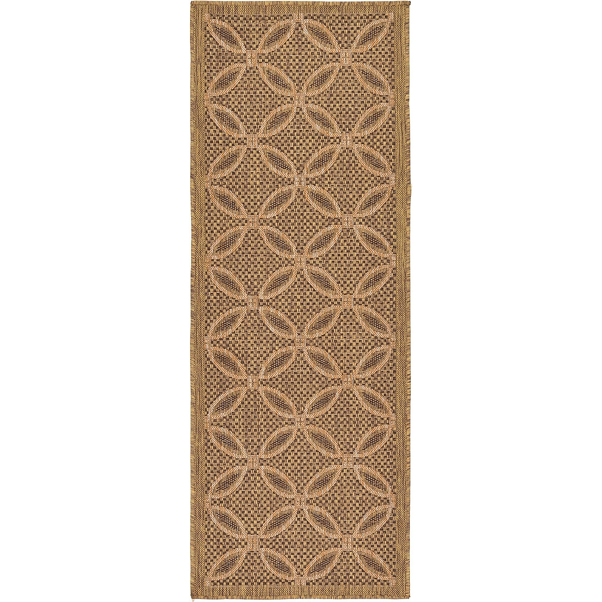 Unique Loom Outdoor Trellis Collection Area Rug - Spiral (2' 2" x 6' 1" Runner, Light Brown/ Brown)