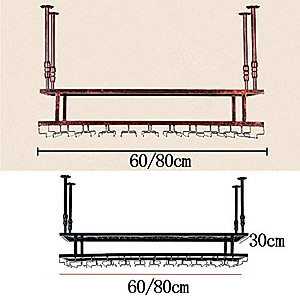 LAJUU Wine Racks,2 Tier,Wine Glass Rack Stemware Holder Wrought Iron,Wine Bottle Holder for Living Room,Cafes,Restaurants,Bars/Brown/60 * 30Cm