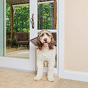 PetSafe 1-Piece Sliding Glass Pet Door for Dogs & Cats - Adjustable Height 75 7/8" to 80 11/16" X-Large, White, No-Cut Install, Aluminum Patio Panel Insert, Great for Renters or Seasonal Installation
