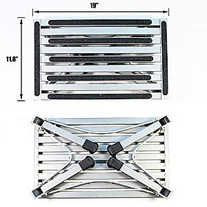 Aluminum Folding Platform Steps RV Step Stool with Anti-Slip Surface & Rubber Feet for Motorhome, Trailer, SUV, also for Kitchen & Office, 440LB Capacity