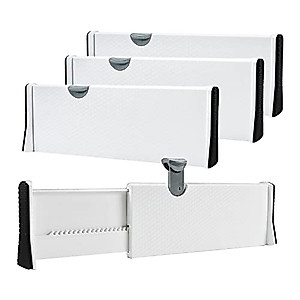 KIKILIE Extra Long Drawer Divider Expandable 15-21 Inch, 3 Pack Kitchen Drawer Divider Organizer, Adjustable Dresser Drawer Dividers, Multifunctional Drawer Organizers for Clothes,Silverware,Makeup