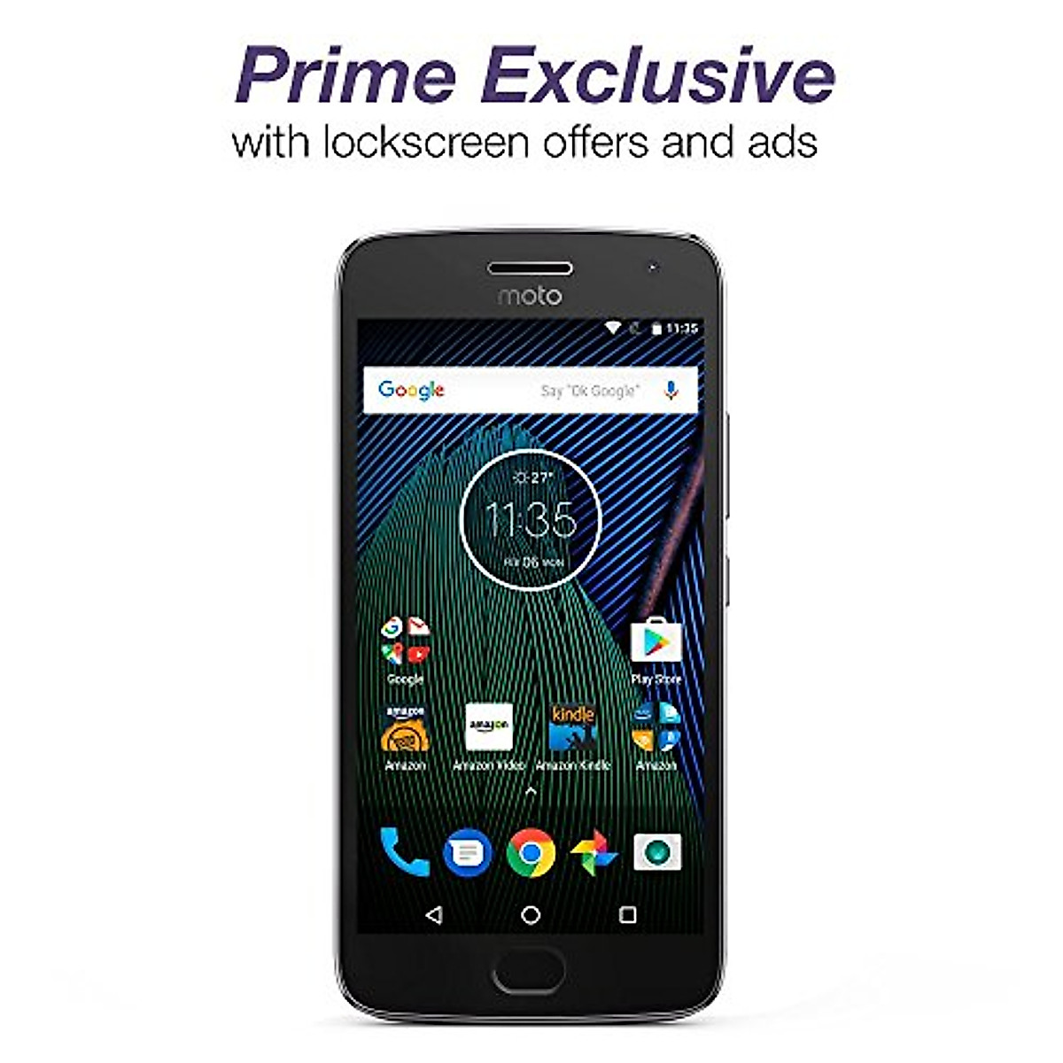 Moto G Plus (5th Generation) - Lunar Gray - 64 GB - Unlocked - Prime Exclusive - with Lockscreen Offers & Ads
