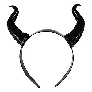 Lurrose Goth Accessories Halloween Ox Horn Headband, Black Gothic Horn Hoop Headband Devil Horn Headdress for Halloween Christmas Fancy Party Vintage Decor