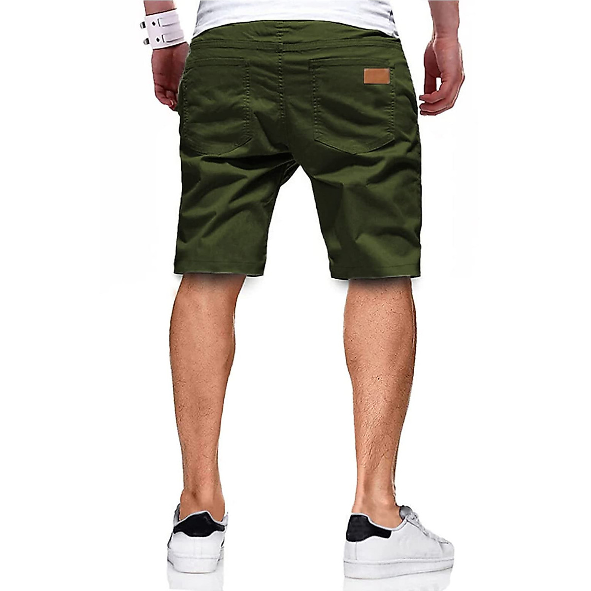 Mens Shorts Casual Classic Fit Athletic Workout Golf Shorts Cotton Cargo Shorts for Men Summer Beach Shorts with 4 Pockets, Army Green-M