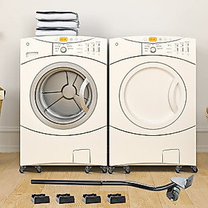 Large Heavy Furniture Mover with 4 x 360° Rotation Wheels, 6.5x6.5 Inch Carbon Steel Mix Up to 3747LB/1700KG Heavy Strong Duty Moving Base Tools with Brake & Lifter for Easy Moving Large Furniture