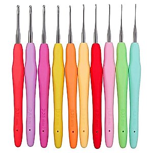 10 Pcs Ergonomic Crochet Hook Set - Aluminum Crochet Hooks with Grip Metal Crochet Hooks for Arthritic Hands - Multicolor Crochet Hooks Ergonomic Soft Grip Set of Crochet Hooks for Crocheting Yarn