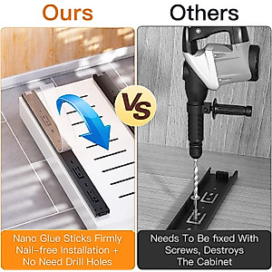 Pull Out Cabinet Organizer Fixed With Adhesive Nano Film,Heavy Duty Storage and Organization Slide Out Pantry Shelves Sliding Drawer Pantry Shelf for Kitchen 11.8"W x 16.9"D x 3.1"H(1PC)