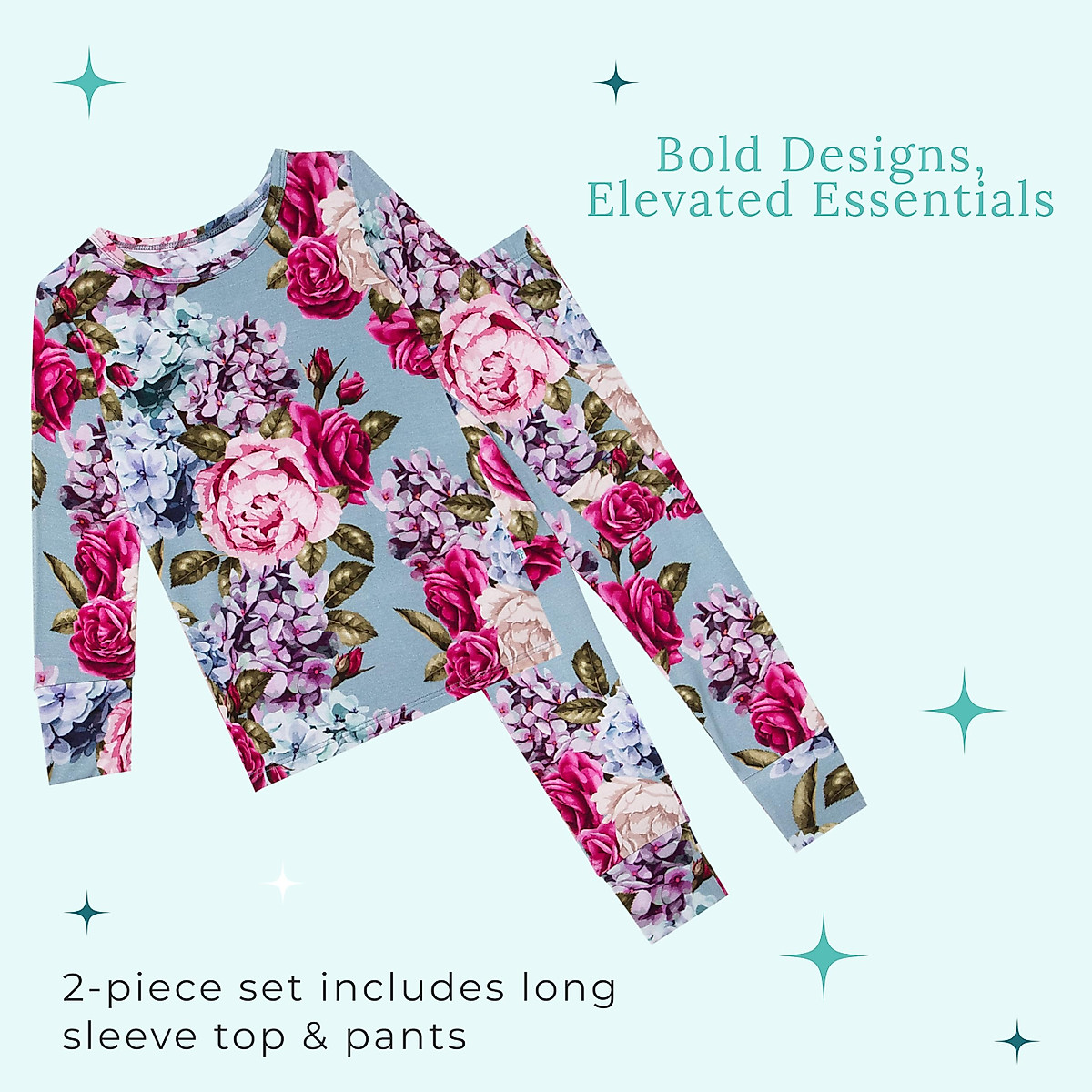 Posh Peanut Girls Pajamas - Soft, Viscose from Bamboo PJs for Kids - Matching, Long Sleeve Toddler Pajamas for Girls (6-12 Months) Lacey