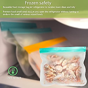 10 Pack Reusable Food Storage Bags, BPA Free Food Freezer Sealed Leak-Proof Bags for Family Activities, Travel Storage Food (3 Snack Bags + 4 Vegetable & Fruit Bags + 3 Gallon Bags