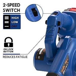 Azollin Leaf Blower, 20V Cordless Leaf Blower with 3.0Ah Battery and Charger, 2-Speed Battery Powered Leaf Blower, 2-in-1 Blower/Vacuum Design 140 MPH for Jobsite Lawn Care Light Yard Work Sweeping