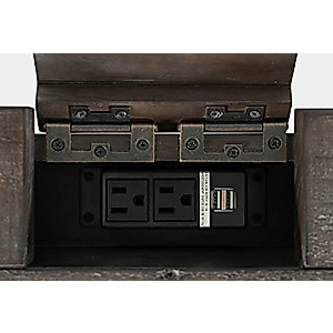 Jofran Madison County Reclaimed Pine USB Charging Farmhouse Wood Office Desk, Barnwood Brown