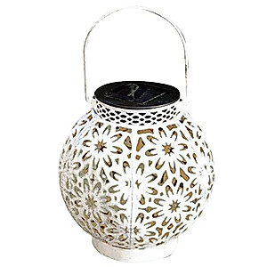 YARNOW Led Solar Lantern Light Outdoor Solar Hanging Lanterns Farmhouse Decor Lamp Round Cordless Lantern for Garden Yard Landscape