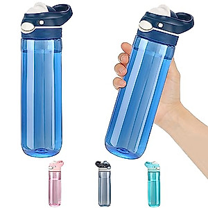LONG SENG Sports Water Bottle 26 OZ, Blue Leak Proof Wide Mouth Water Bottles BPA-Free Simple Plastic Water Bottle Odorless Light and Portable Easy Clean Water Bottles For Adults Man Woman
