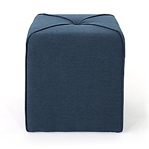 Christopher Knight Home Kenyon Fabric Square Ottoman, Navy Blue 16.5 x 16.5 inch