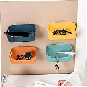 CAXUSD 4pcs Boxes Storage Box Rack Home Sundries Wall Storage Racks Key Storage Cans Floating Wall Shelf Wall Mount Shelves Wall Phone Holder Household Storage Cans Storage Holders Pp