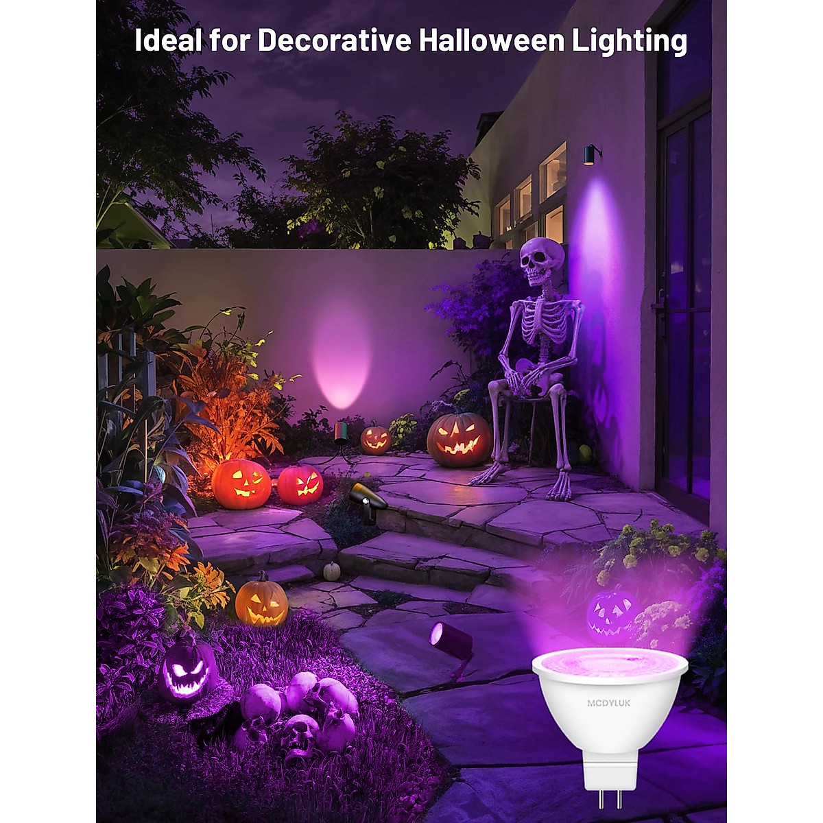 MCDYLUK LED MR16 Blue Light Bulb 4W, 20W 35W 50W Halogen Equivalent, 12V Low Voltage GU5.3 Bi-Pin Led Blue Bulbs for Halloween Outdoor Landscape Yard Garden Tree Pool Holiday Lighting, 38 Deg, 6 Pack