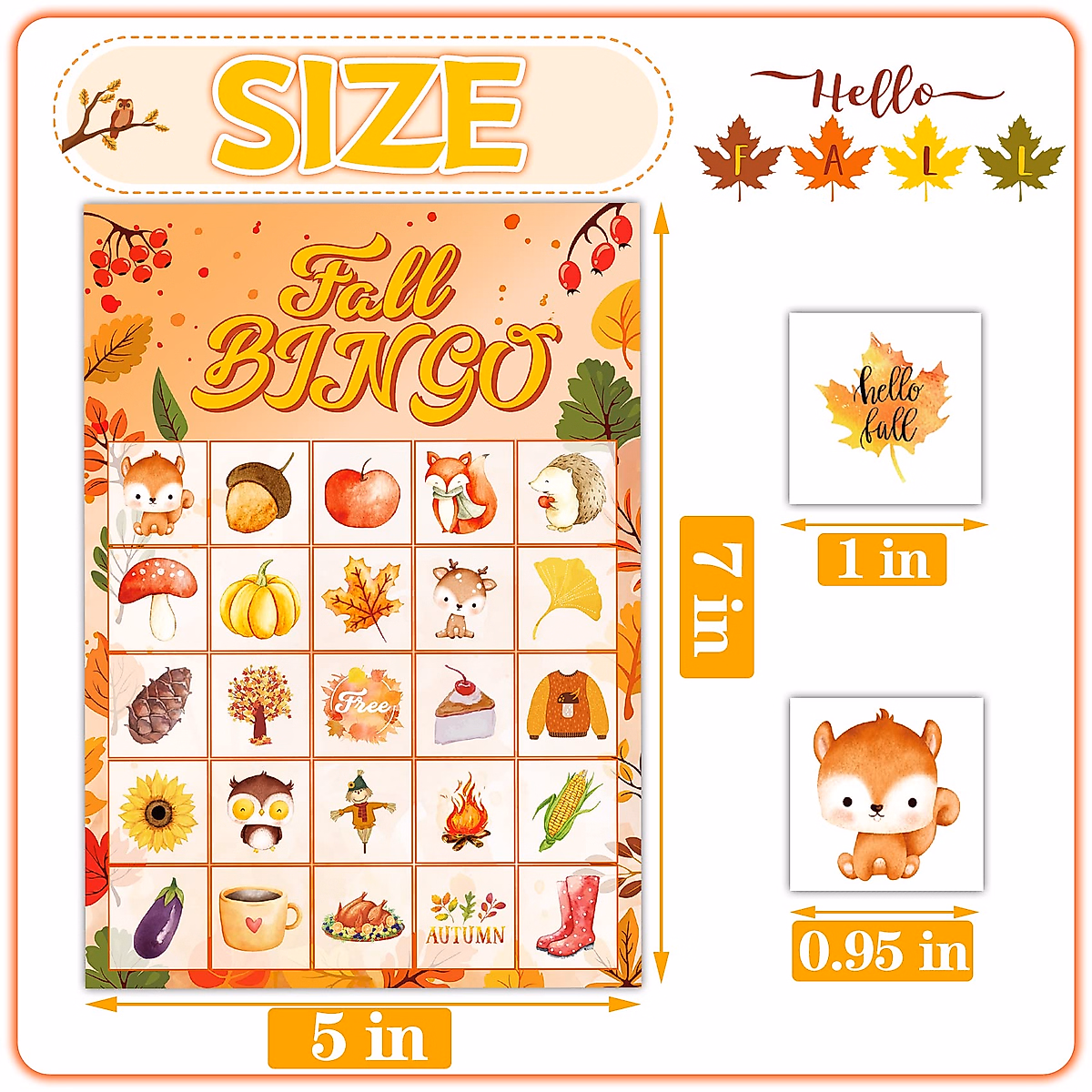 Joy Bang Fall Festival Games, Fall Bingo Cards for 24 Players, Autumn Fall Games for Kids Adults, Fall Crafts Gifts for Kids, Thanksgiving Fall Party Favors Activities for Kids Family Classroom
