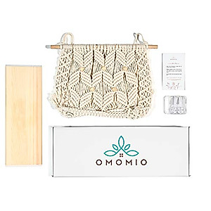 OMOMIO Macrame Wall Hanging Shelf - Bohemian Wall Decor for Bedroom - Woven Rope Macrame Wall Art as Boho Bathroom Shelf Decor - Macrame Shelf Wall Hanging Plant Hanger with Crochet Wall Hangings