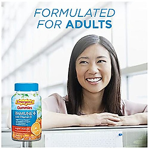 Emergen-C Immune+ Immune Gummies, Vitamin D plus 750 mg Vitamin C, Immune Support Dietary Supplement, Caffeine Free, Gluten Free, Super Orange Flavor - 45 Count