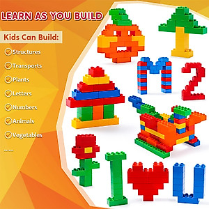 JOYIN 100 Pcs Building Blocks, Building Bricks, Toddler Classic Basic Big Duplicate Blocks, 50 Square and 50 Rectangle Toys Set for Ages 2 3 4 5 Year Old Boys Girls Christmas Birthday Gift