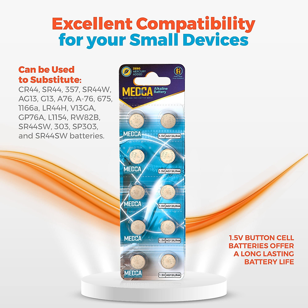 LR44 Batteries - 120 Count Pack - 1.5V Alkaline AG13 357 303 SR44 Battery Button Coin Cell Batteries for Hearing Aids and Hearing Amplifiers