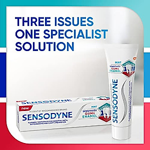 Sensodyne Toothpaste Sensitivity Gum and Enamel, Triple Protection, Refreshing Fluoride Toothpaste, Mint Flavor - 3.4 Ounces x 3