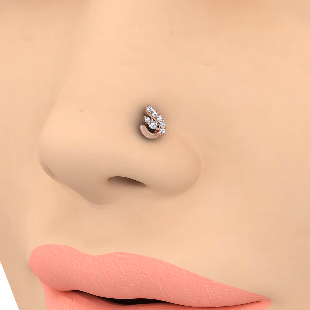FINEROCK 0.09 Carat Diamond Nose Pin in 18K Rose Gold