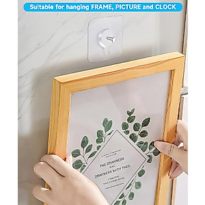 YOGEERNIC Adhesive Hooks for Wall(13lb Max), Wall Hangers Without Nails for Photos Frames, Utility Waterproof and Oil Resistant Hooks for Decorations and Bathroom Kitchen Racks -10 Pack