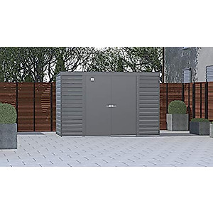 Arrow Shed Select 10' x 4' Outdoor Lockable Steel Storage Shed Building, Charcoal