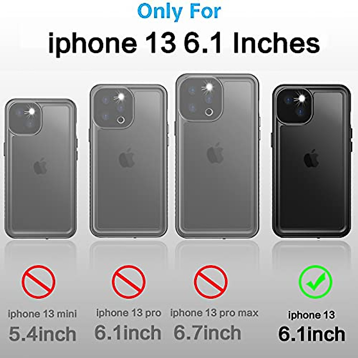 ANTSHARE for iPhone 13 Case Waterproof Shockproof with Built-in Screen Protector 360 Full Body Heavy Protective Rugged Case for iPhone 13 6.1 inches Black/Clear