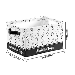 Music Notes Stars Black Storage Baskets for Organizing, Foldable Storage Baskets for Shelves, Fabric Storage Bins with Handles