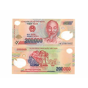2 x 200,000 VND, Uncirculated Banknotes. Total 400,000