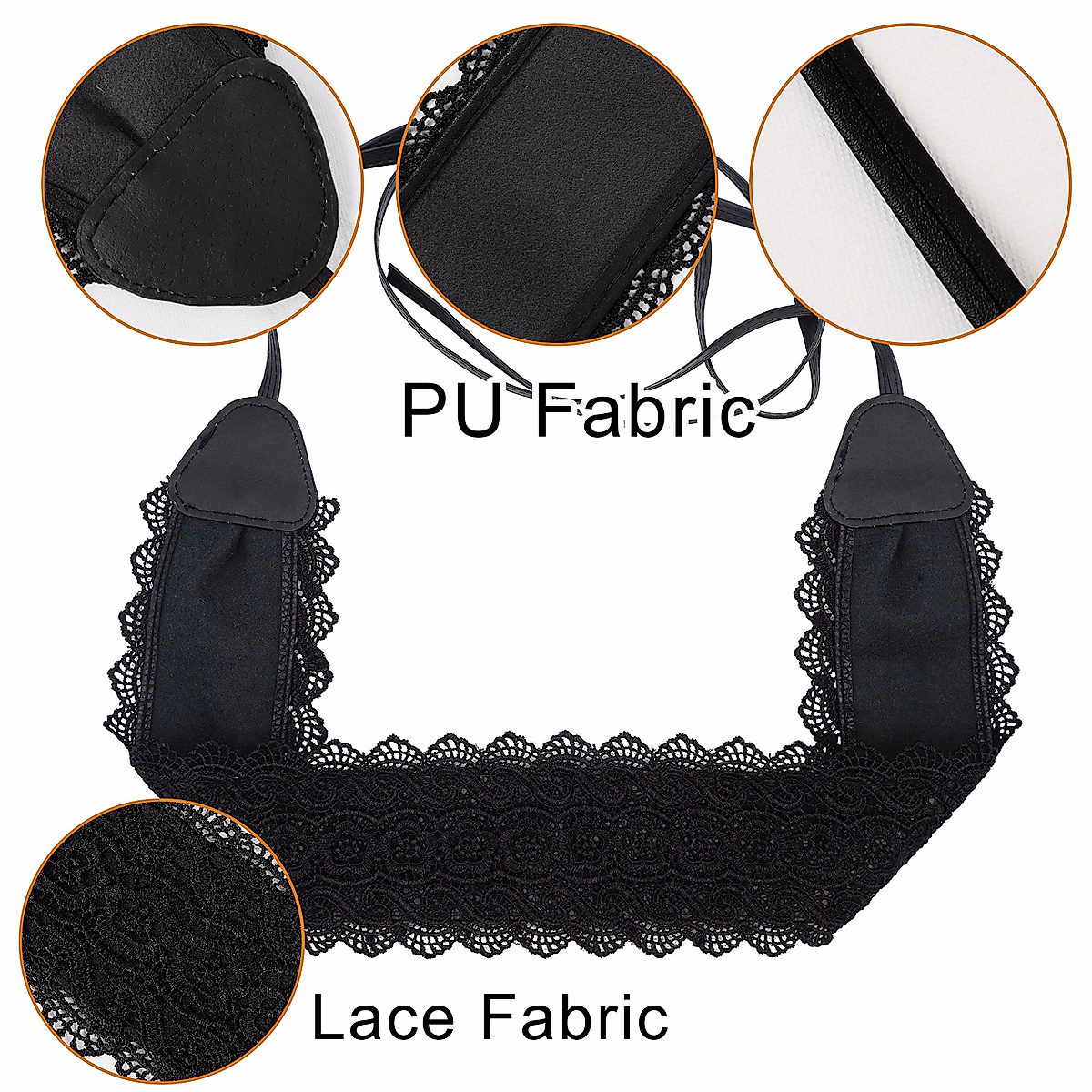 Lovful Womens Lace Waist Belt Wrap Self Tie Obi Style Belt Faux Leather Cinch Boho Dress Belts,Black