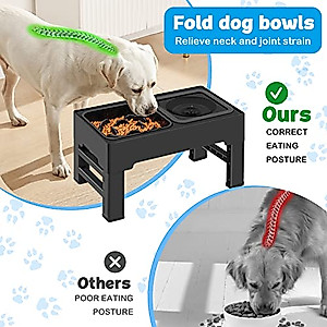 ikuso 2-in-1 Elevated Slow Feeder Dog Bowls 4 Height Adjustable Raised Dog Bowls with No Spill Water Bowl and Non-Skid Silicone Mat Non-Toxic Slow,Mess Proof,Non-Tip，Protect Dog Spine