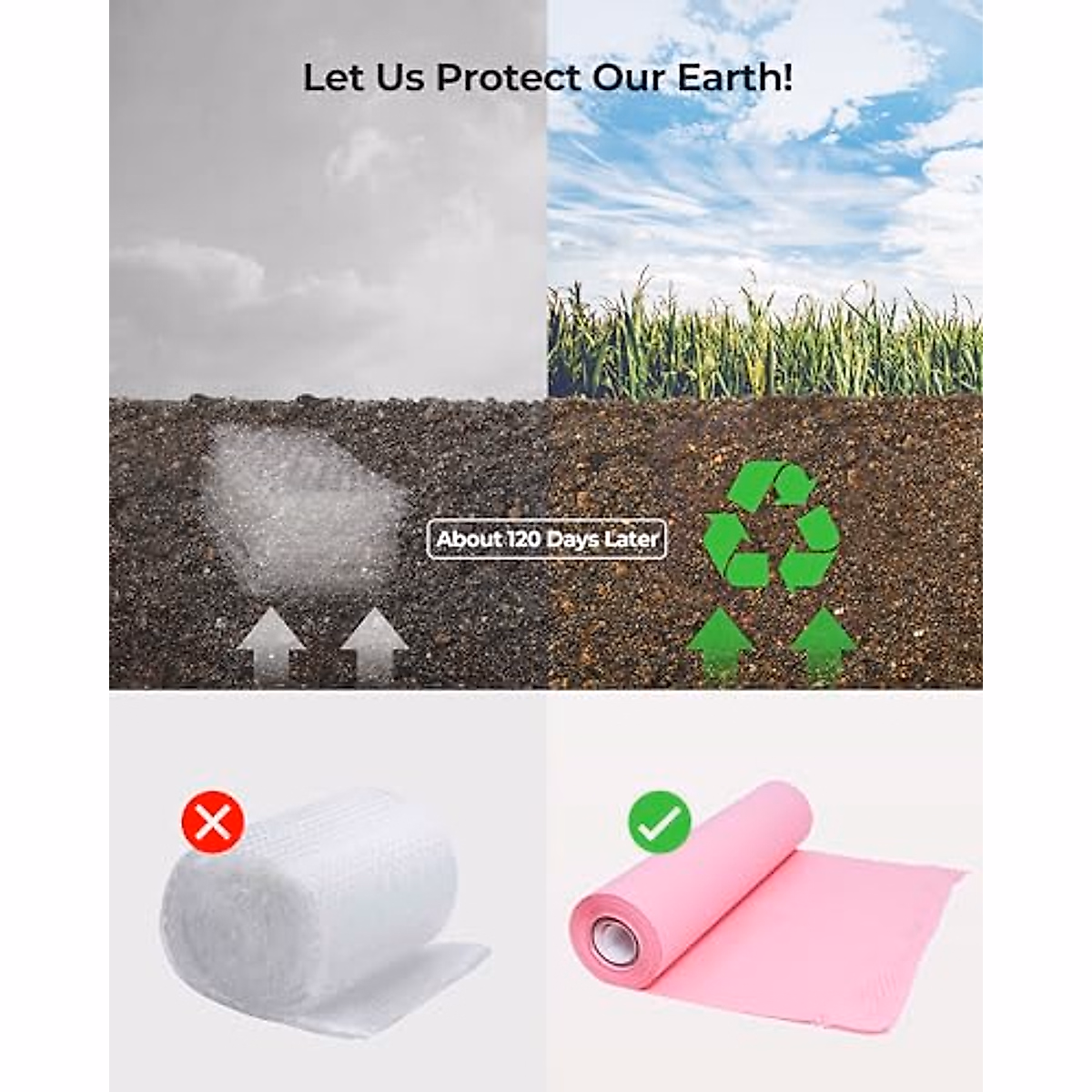 MUNBYN Pink Honeycomb Packing Paper, 15 Inches x 120 Feet Packing Glass Paper, Bubble Wrap for Dishes and Plates, Packing, Moving, with 16 Fragile Stickers and 100ft Twine