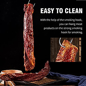 Hoypeyfiy 30PCS S-Type Grill Meat Hook Butcher Hooks Stainless Steel Meat Hooks for Hanging Jerky Deer Chicken Ribs Fish Beef