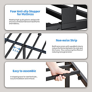 ROIL 18 inch Twin Bed Frames with Headboard Hole and Round Corner Legs Mattress Retainers 3500LBS Heavy Duty Steel Slats No Box Spring Needed Platform Noise-Free Easy Assembly