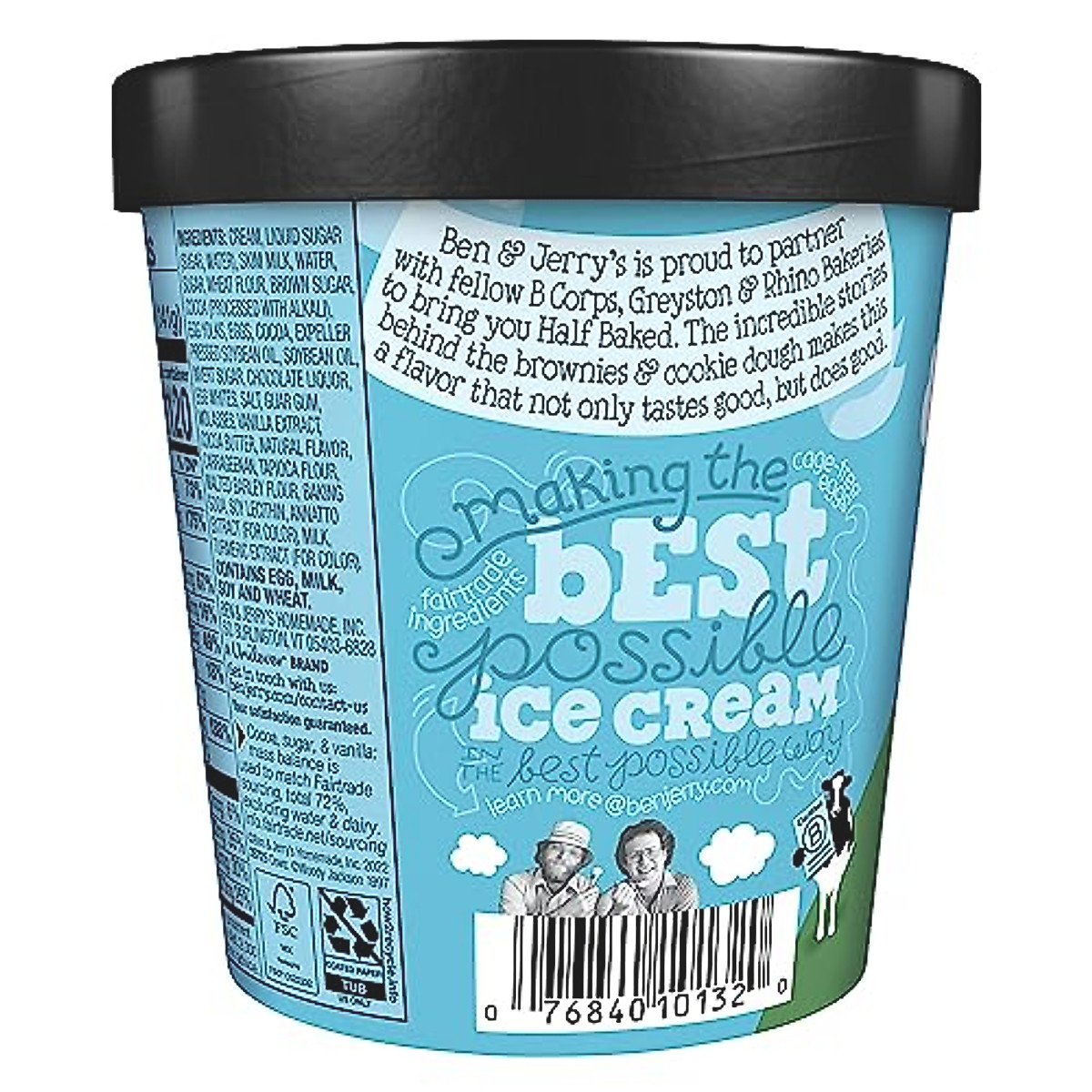 Ben & Jerry's Half Baked Chocolate & Vanilla Ice Cream Pint Non-GMO 16 oz