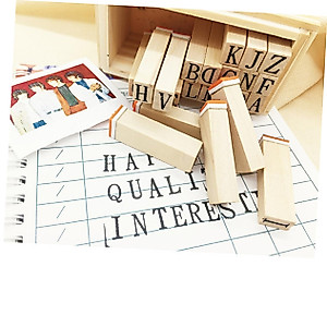 STOBOK 2pcs 26 Stamps United States Letter Student Wooden