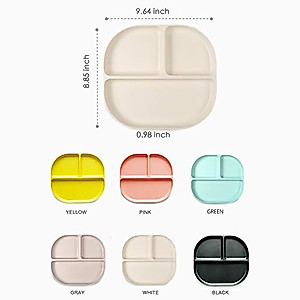 shopwithgreen Bamboo Kids Divided Plates Set, 3 Pack Reusable Toddler Compartment Plates, Baby Dishes tableware, BPA free, Dishwasher Safe, Healthy Dinner Plates