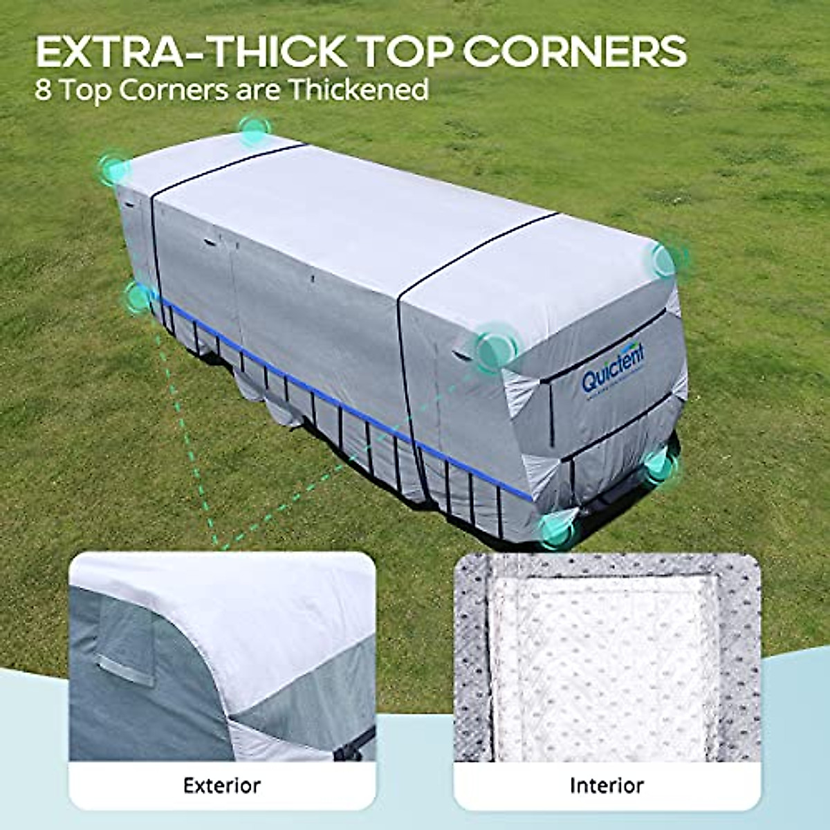 Quictent Upgraded Class C RV Cover, Extra-Thick 6-ply Camper Cover, Fits 26-29Ft Motorhome -Breathable Watertight Quick-Drying Rip-Stop Anti-UV with 2 Windproof Straps, 4 Tire Covers