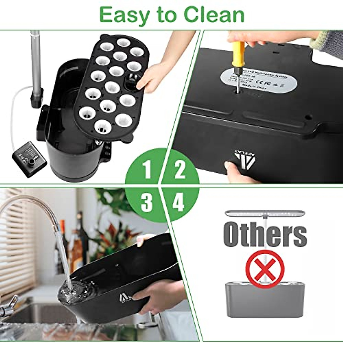 WiFi Smart Garden with 15 Pods,Hydroponic Growing System with Alert and App,Indoor Herb Garden with 30.31 Inches Adjustable Height,Automatic Cycle Timer,Hydroponic Herb Garden Kit for Family Kitchen