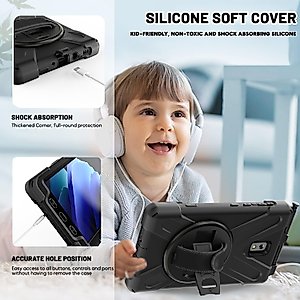 DreamerX for Samsung Galaxy Tab Active 3/Active5 8.0 Case, Hybrid Shockproof Rugged Drop Protective Case with Stand Handle Hand/Shoulder Strap for Galaxy Tab Active5 8" 2024, Active3 8" 2020, Black