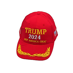 2pcs Trump Hat 2024 Trump Keep America Great Red Baseball Cap with America Flag Adjustable Cap