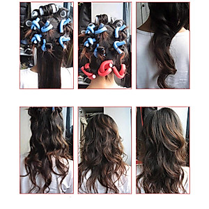 Minerva Curlers for long hair,Flexi Curling Rods Hair Rollers 42-pack 7" Multicolor