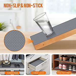 Shelf Liners for Kitchen Cabinets Non-Adhesive, Drawer Mats Liner for Bathroom, Plastic Pantry Shelf Liner Non Slip, Waterproof Washable Cabinet Protector Liners for Shelves, Cupboard Liner Gray