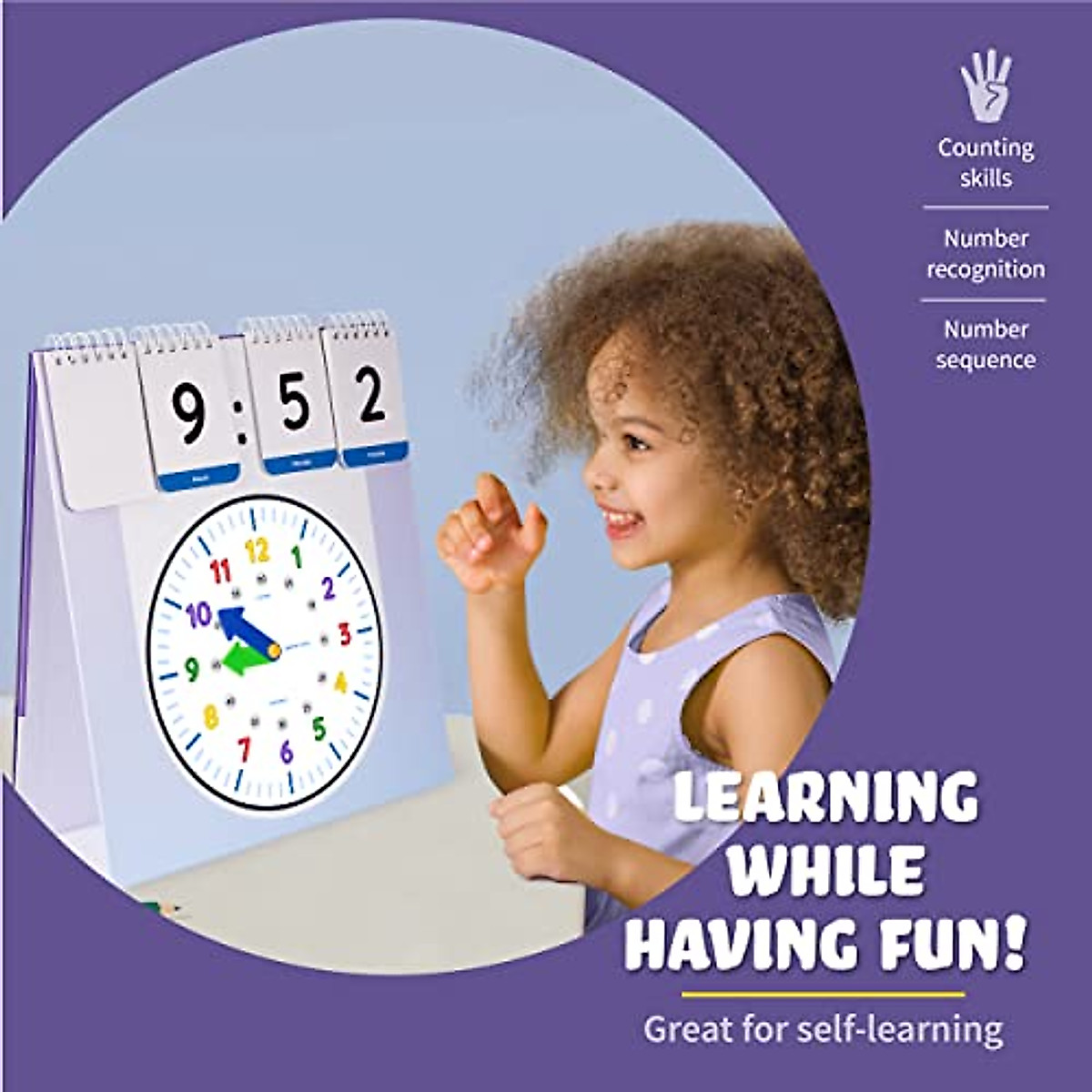 SPARK INNOVATIONS Learning Clock Teach Telling The Time Homeschool and Classroom Teaching Resources Educational Supplies Interactive Digital and Analog Clock Activity Set for Home and School