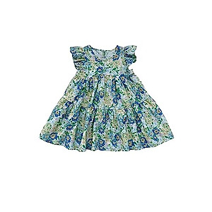 Toddler Kids Baby Girls Summer Casual Sleeveless Floral Pattern Dress Party Princess Dress Clothes (A, 12-18 Months)