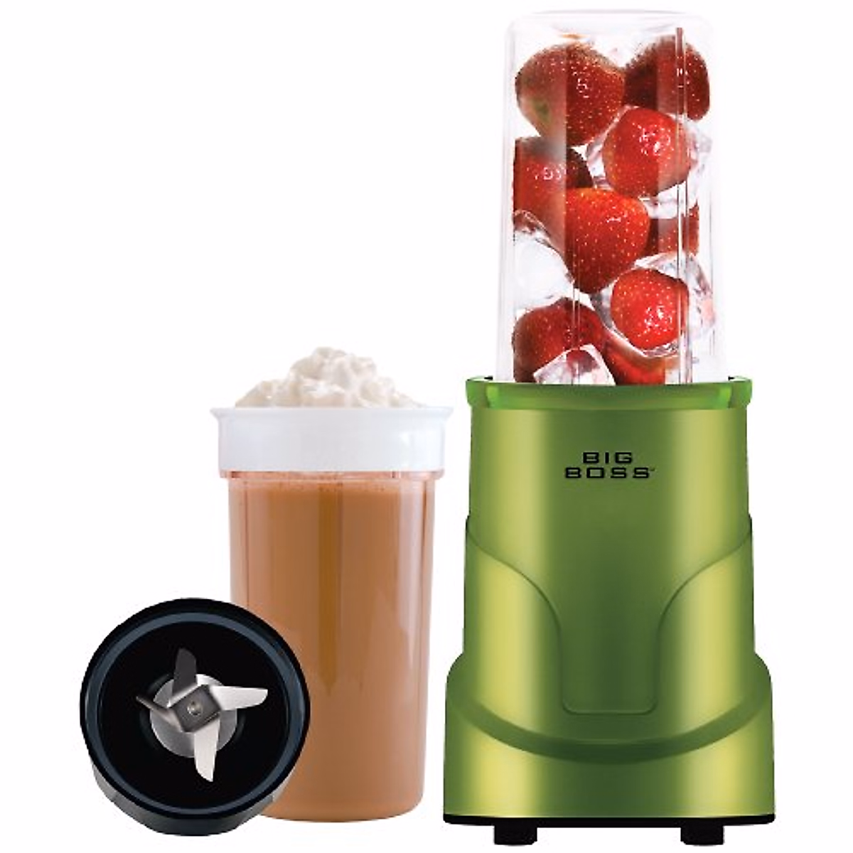Big Boss 8993 4-Piece Personal Countertop Blender Mixing System, 300-watt, Green