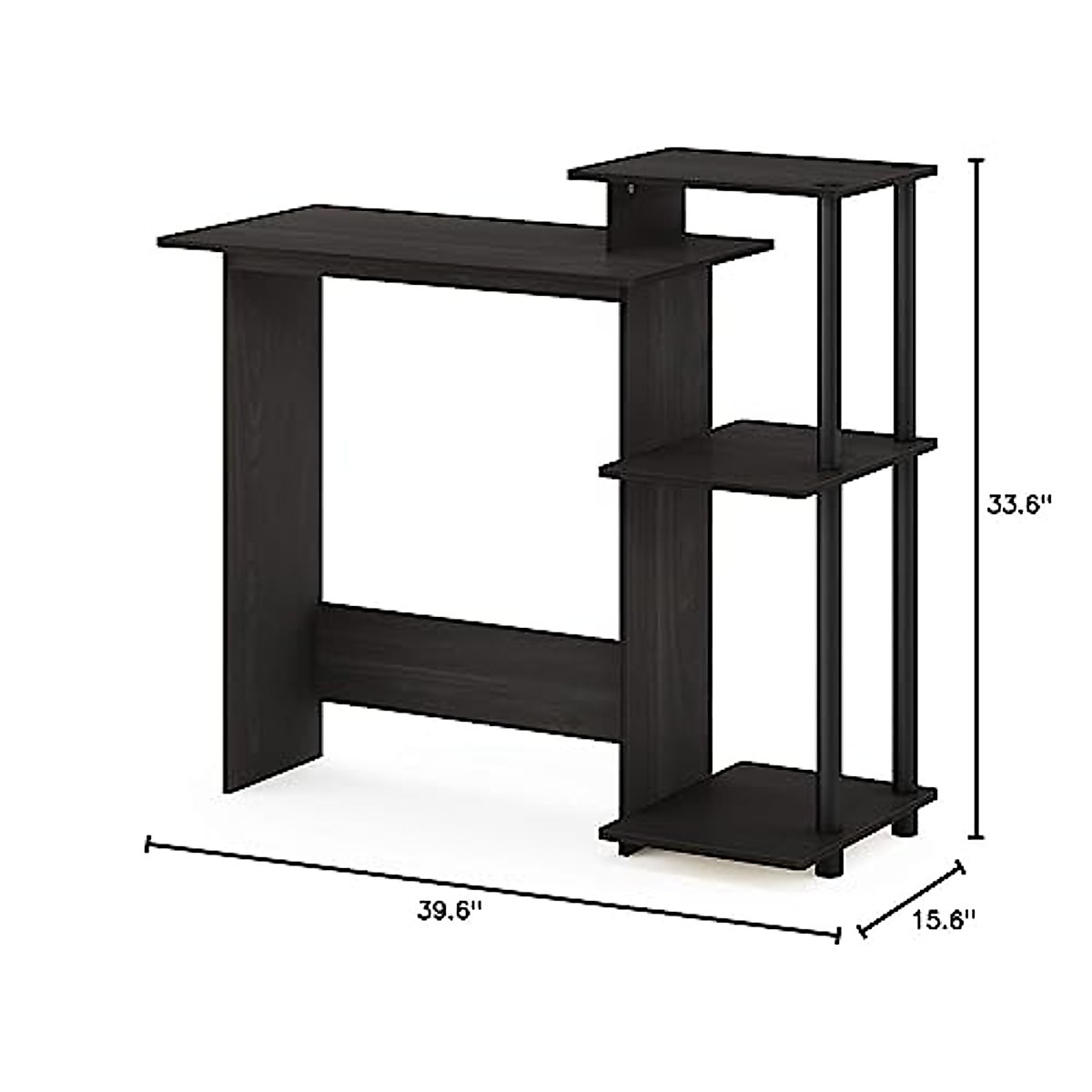 Furinno Efficient Home Laptop Notebook Computer Desk with Square Shelves, Espresso/Black
